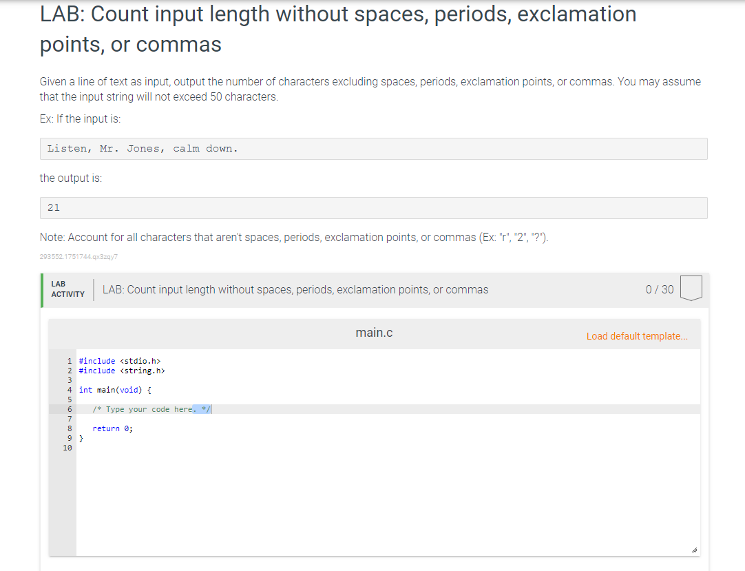 Lab Count Input Length Without Spaces Periods