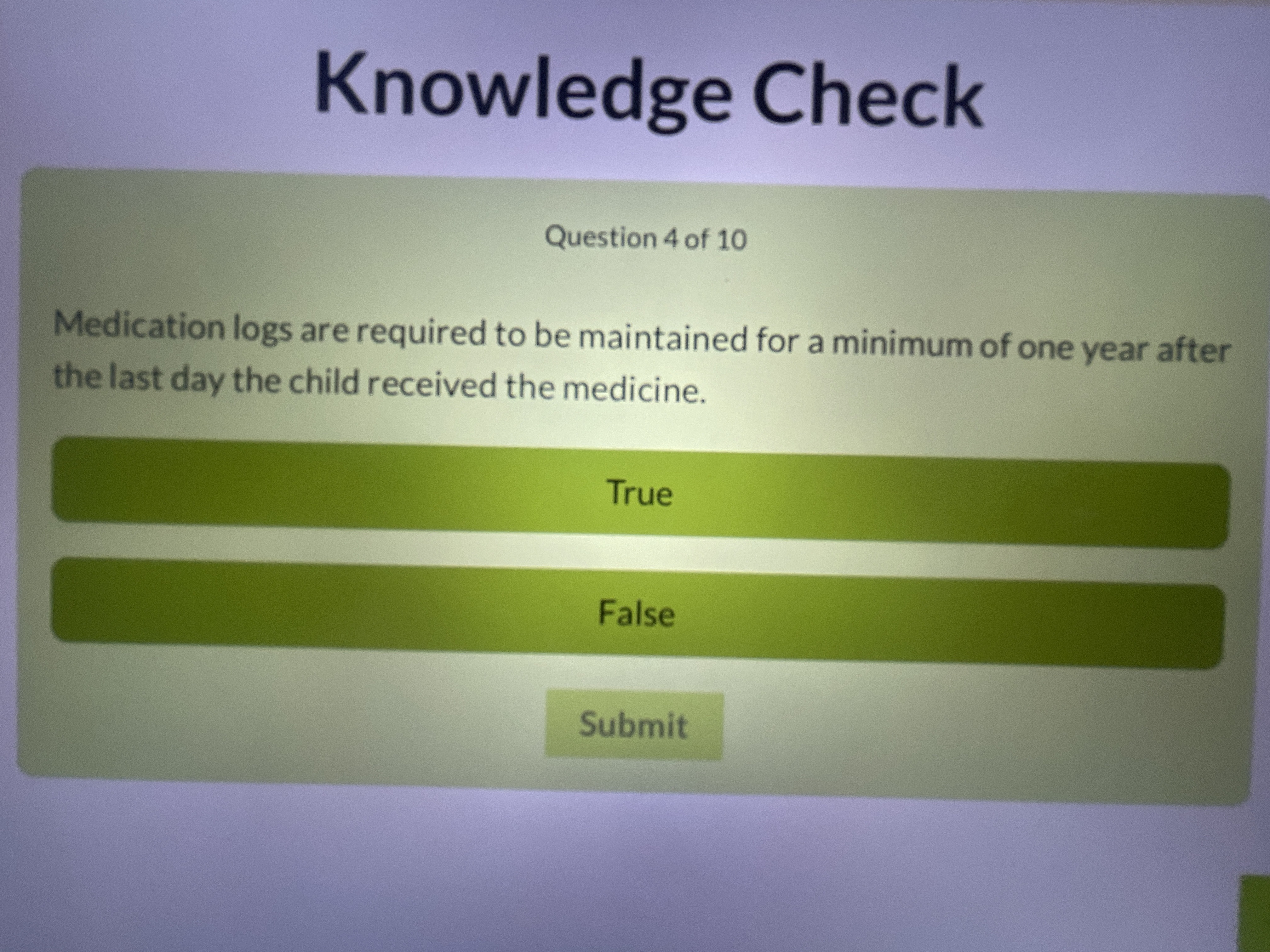 Solved Knowledge CheckQuestion 4 ﻿of 10Medication logs are | Chegg.com