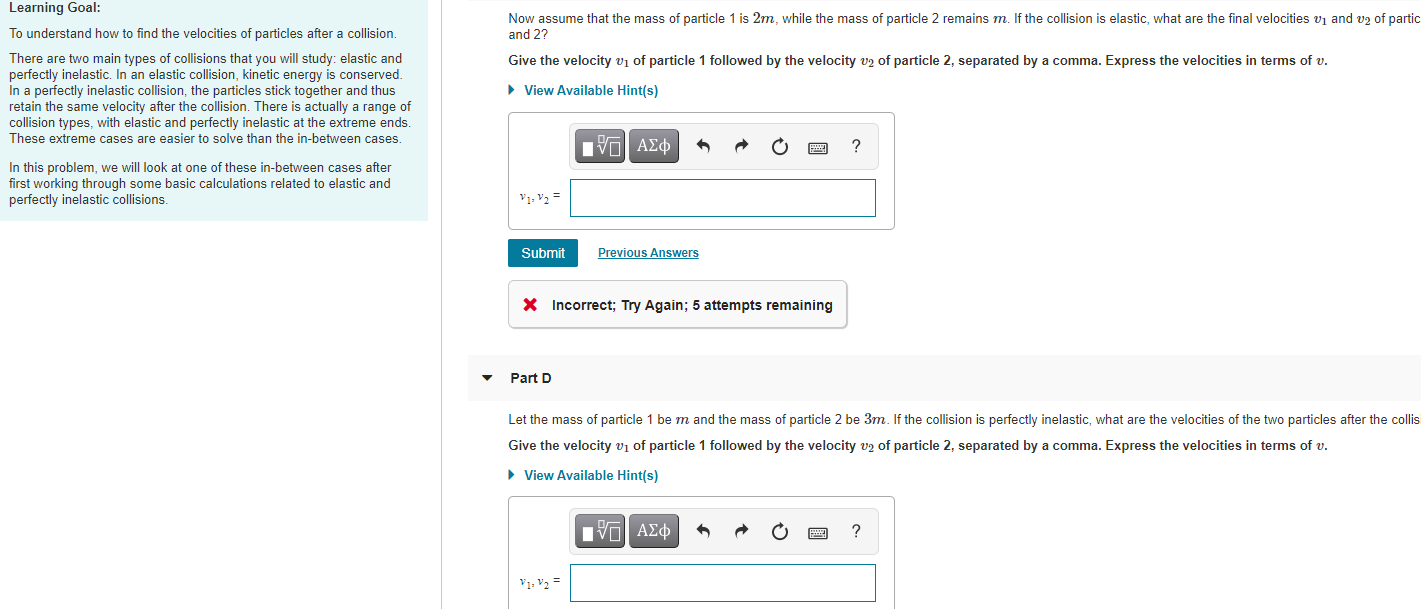 Solved Let two particles of equal mass m collide. Particle 1 | Chegg.com