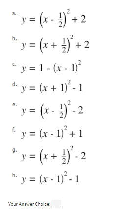 Solved 1. Match the following quadratic function with its | Chegg.com