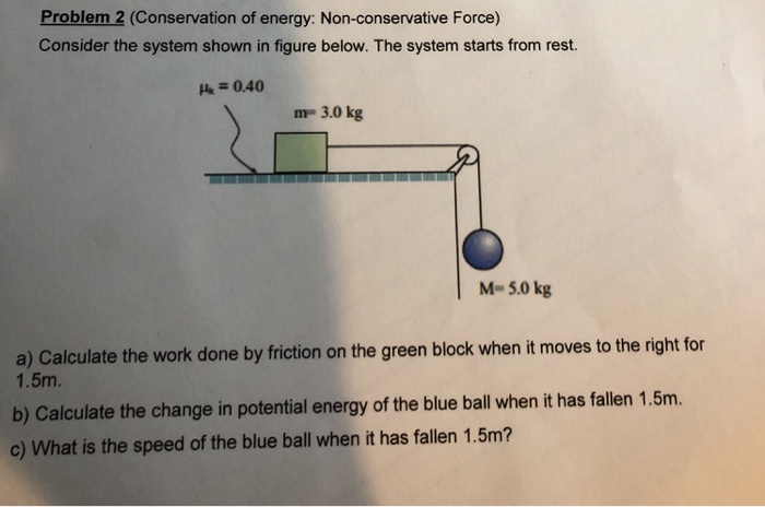 Solved Problem 2 (Conservation of energy: Non-conservative | Chegg.com
