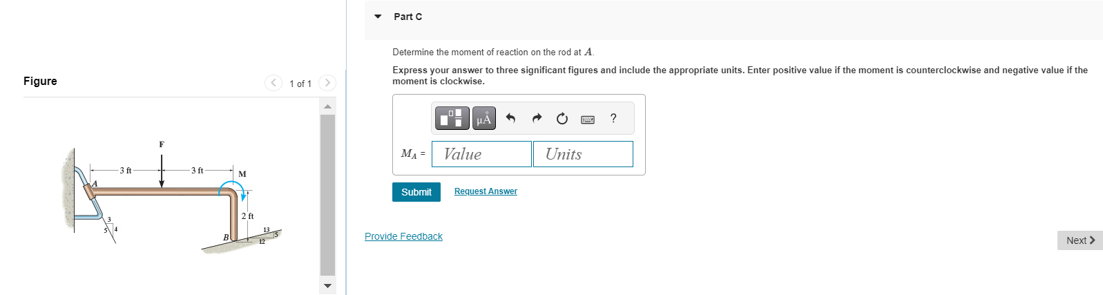 Solved Determine the moment of reaction on the rod at A. | Chegg.com