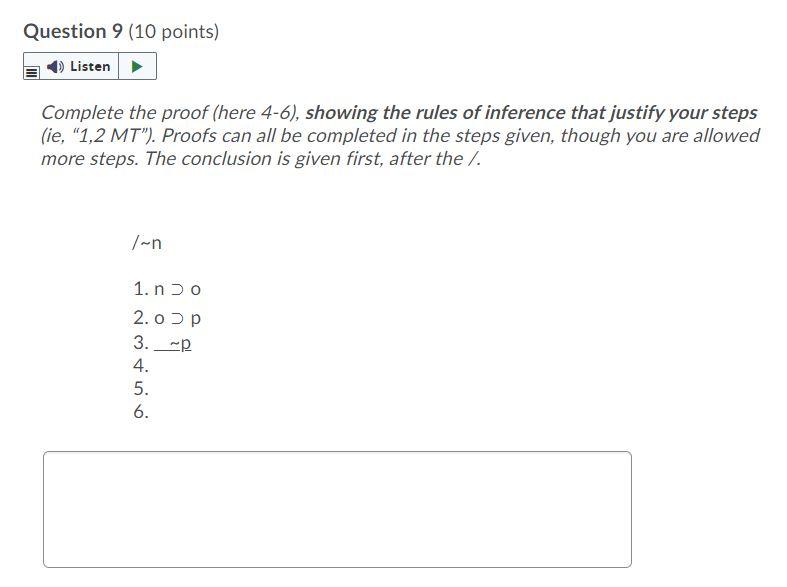 Question 9 (10 points) Listen Complete the proof | Chegg.com