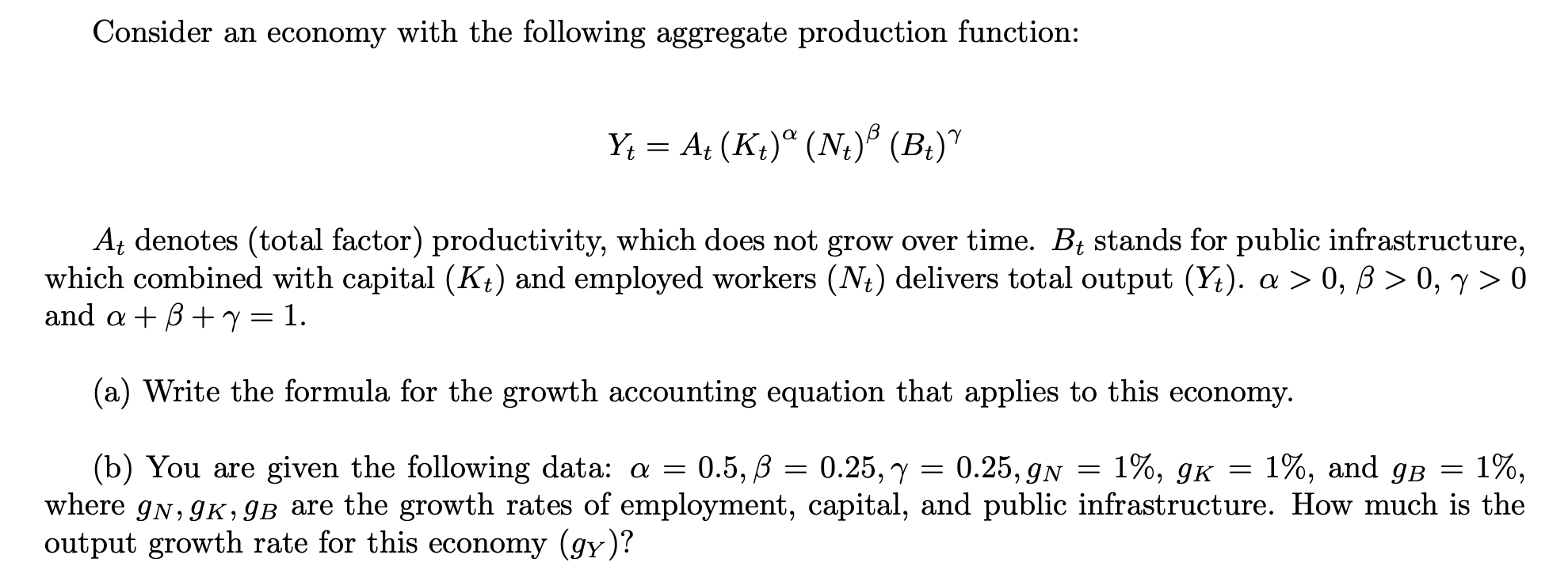 Solved Consider an economy with the following aggregate | Chegg.com