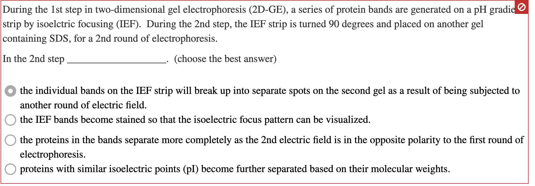Solved During the 1st step in two-dimensional gel | Chegg.com