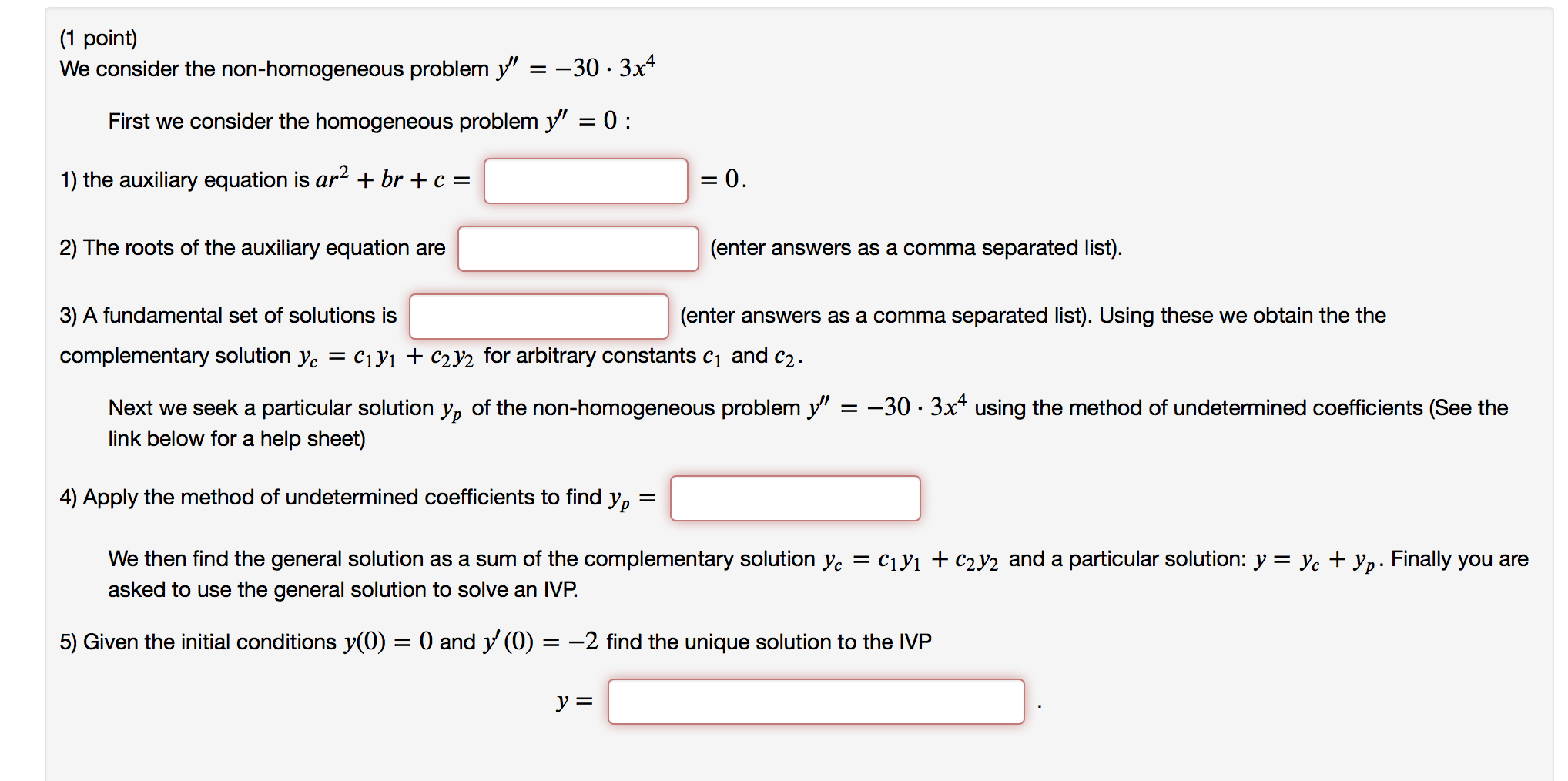 Solved 1 Point We Consider The Non Homogeneous Problem Y