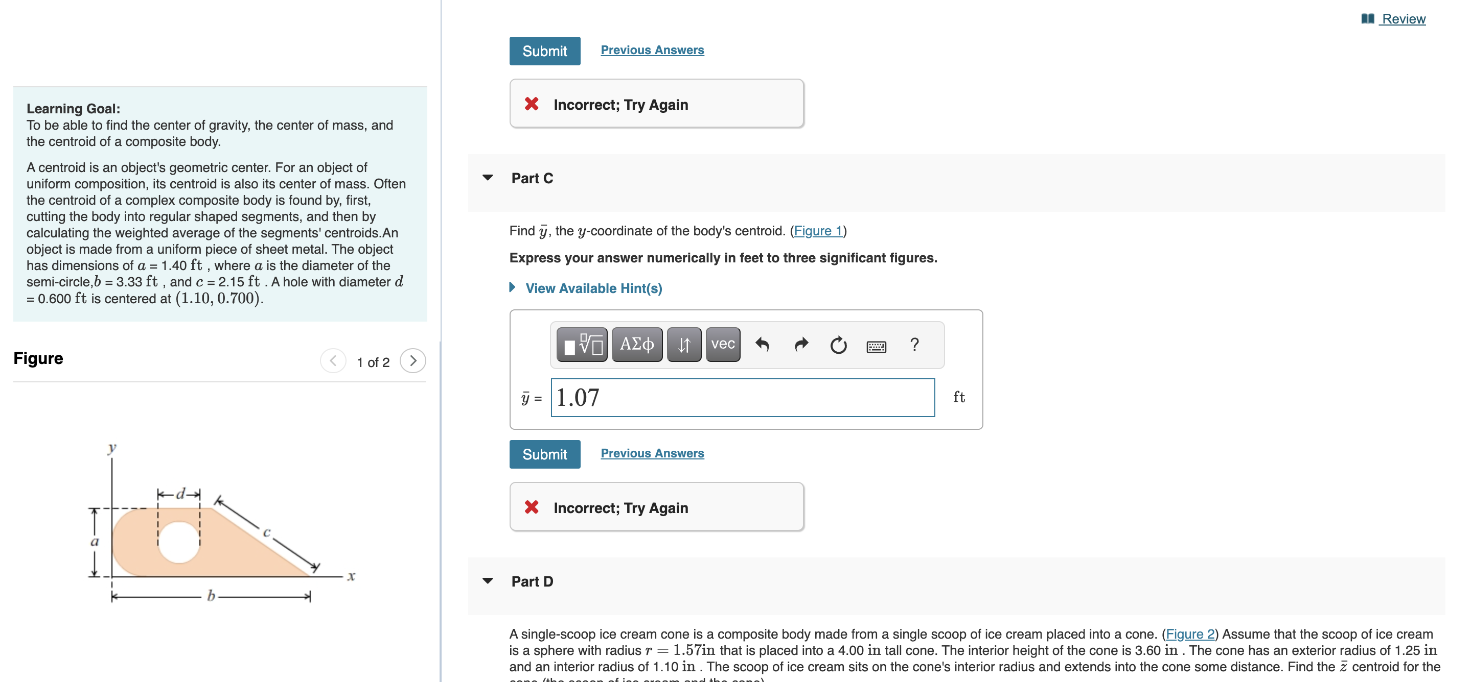 Solved Learning Goal: To be able to find the center of | Chegg.com