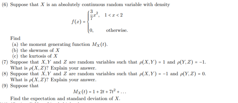 Solved (6) Suppose that X is an absolutely continuous random | Chegg.com
