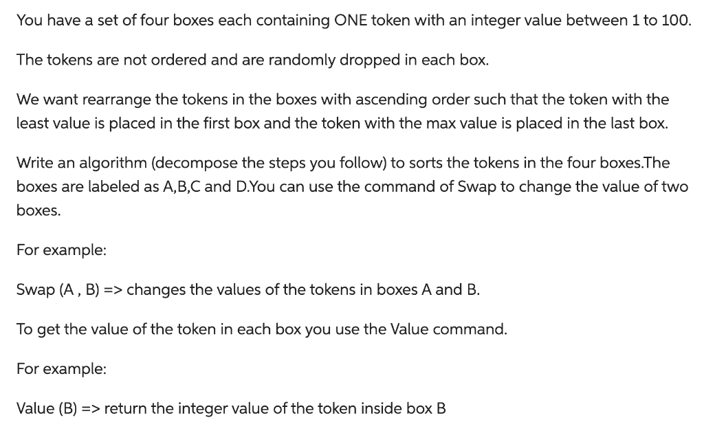 Solved You have a set of four boxes each containing ONE | Chegg.com
