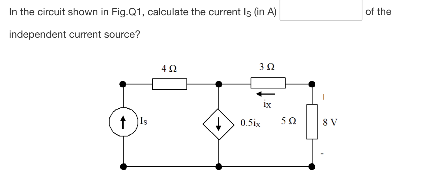 Solved In the circuit shown in Fig.Q1, calculate the current | Chegg.com