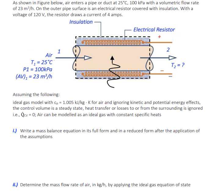 Solved As shown in Figure below, air enters a pipe or duct | Chegg.com