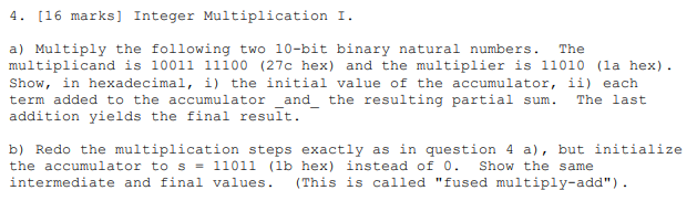 4 16 Marks Integer Multiplication I A Multiply 