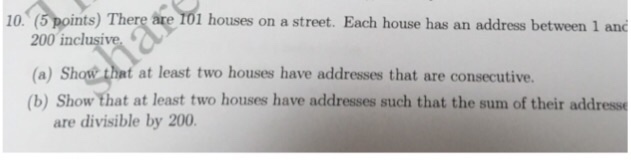 Solved 10. (5 points) There are 101 houses on a street. Each | Chegg.com