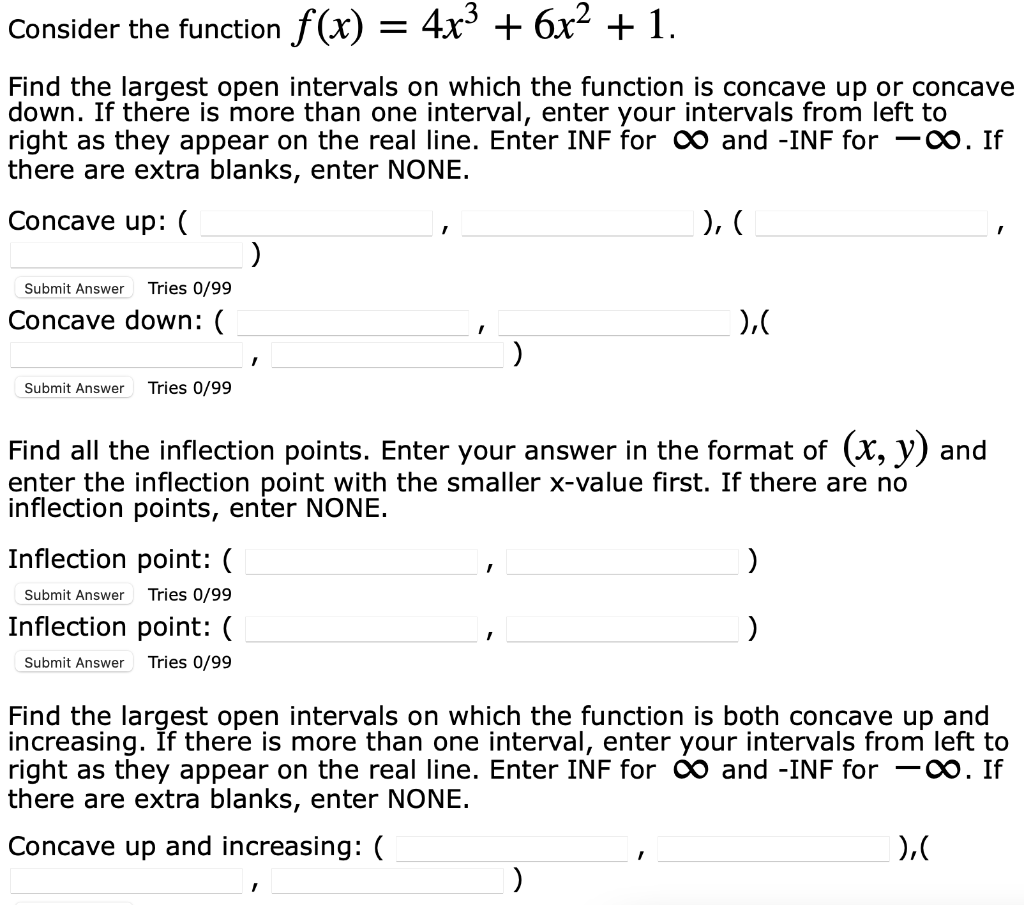 Solved Consider the function f(x)=4x3+6x2+1 Find the largest | Chegg.com