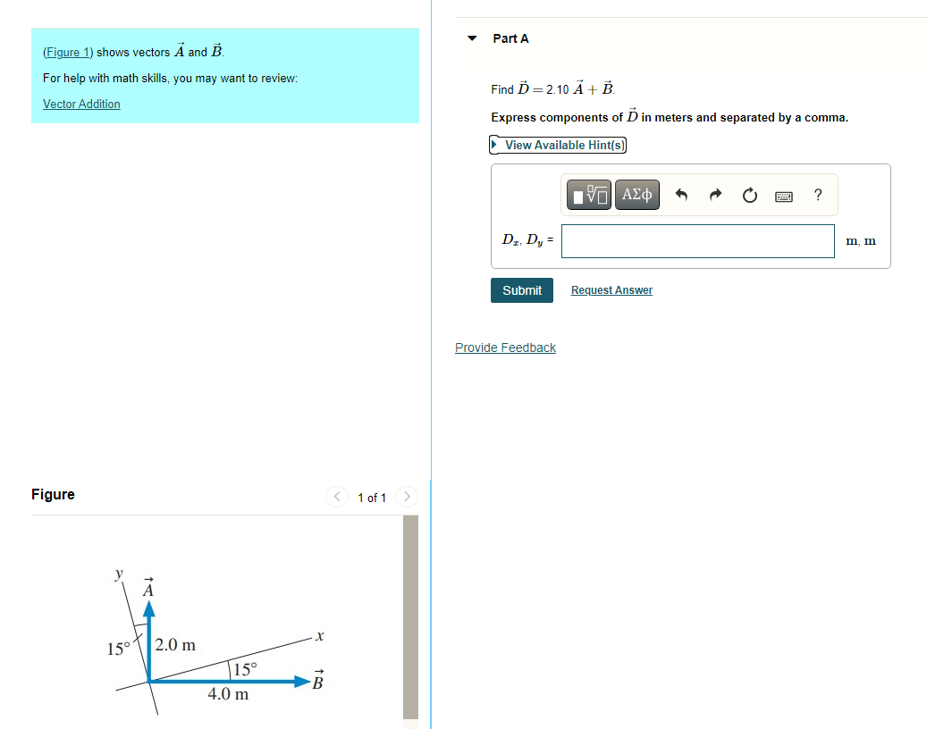 Solved (Figure 1) shows vectors A and B. Part A For help | Chegg.com