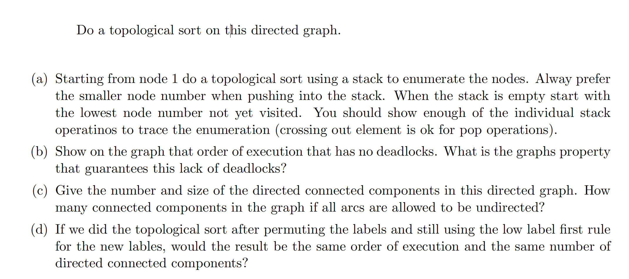 Solved Figure 1: Do a topological sort on this directed | Chegg.com