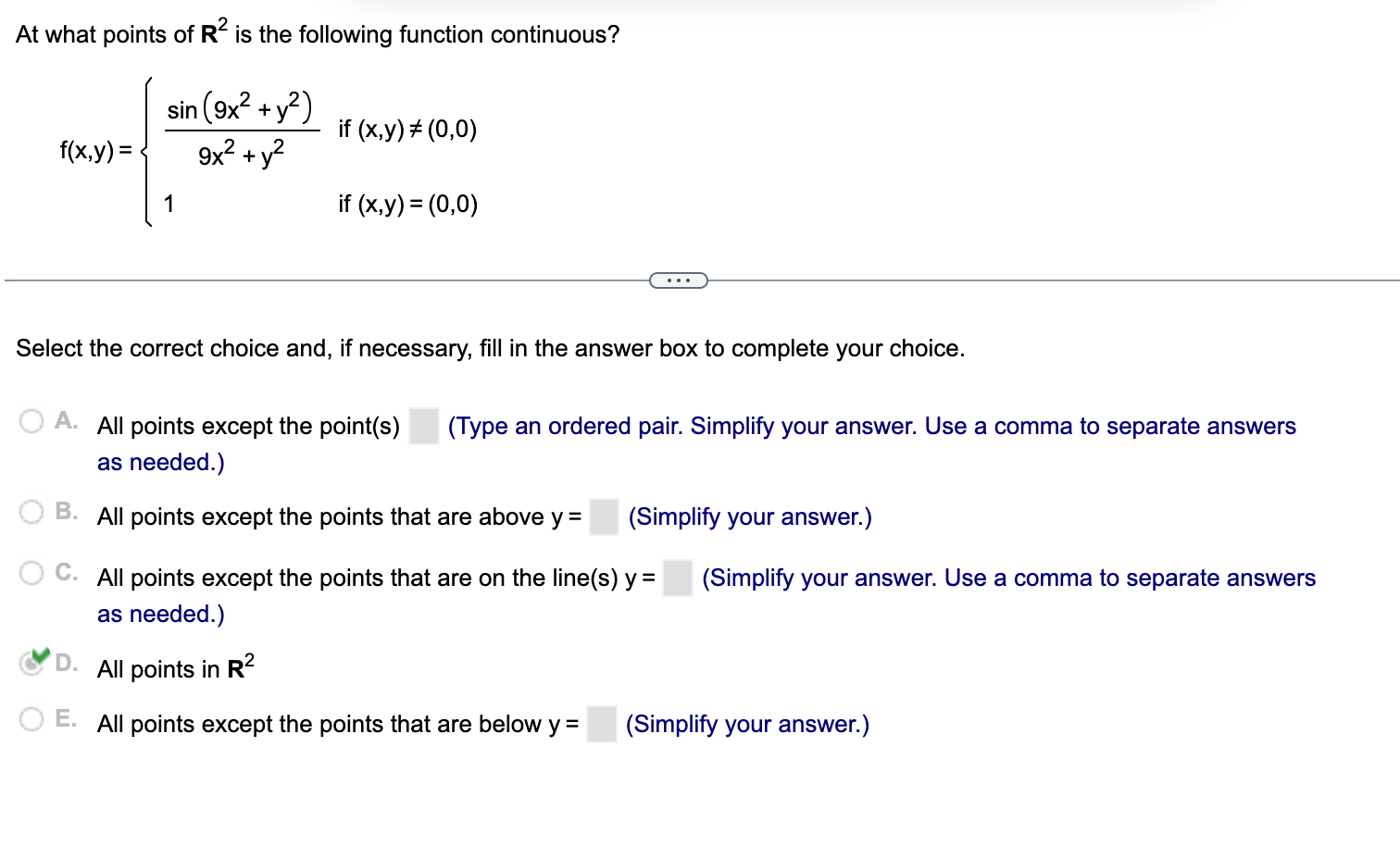 Solved At what points of R2 ﻿is the following function | Chegg.com