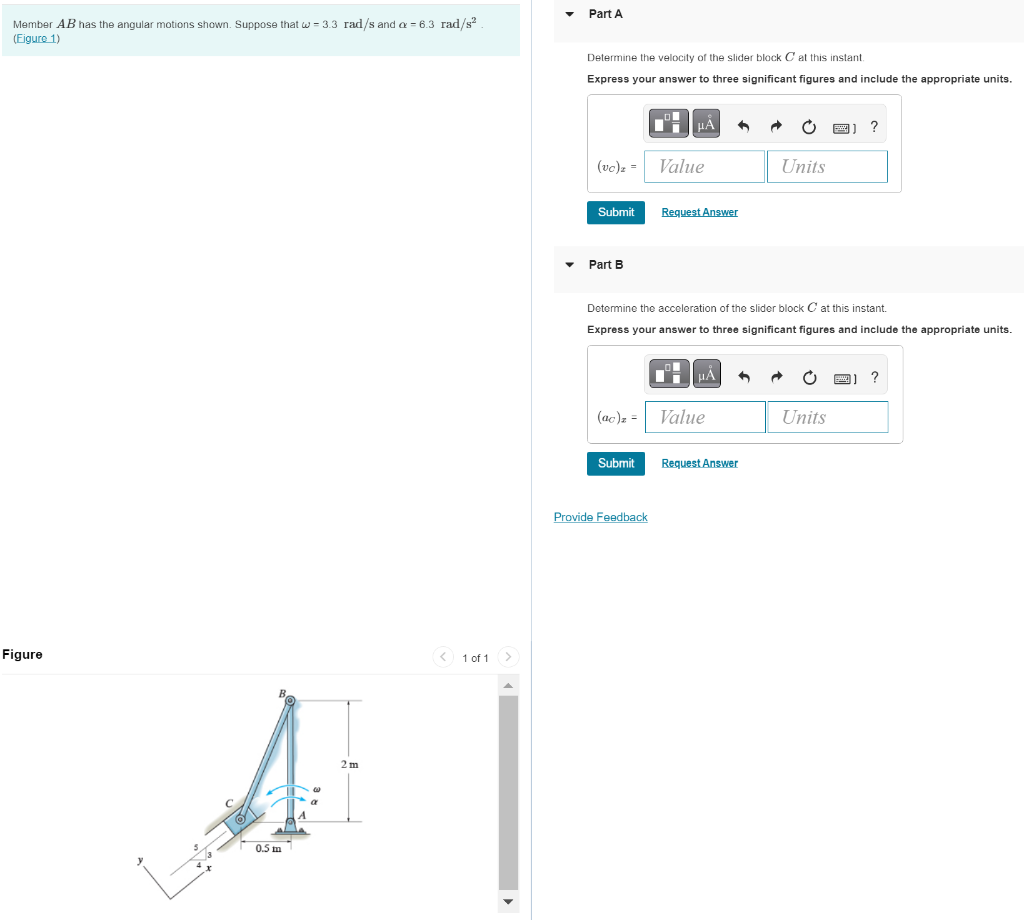 Solved Member AB has the angular motions shown. Suppose that | Chegg.com
