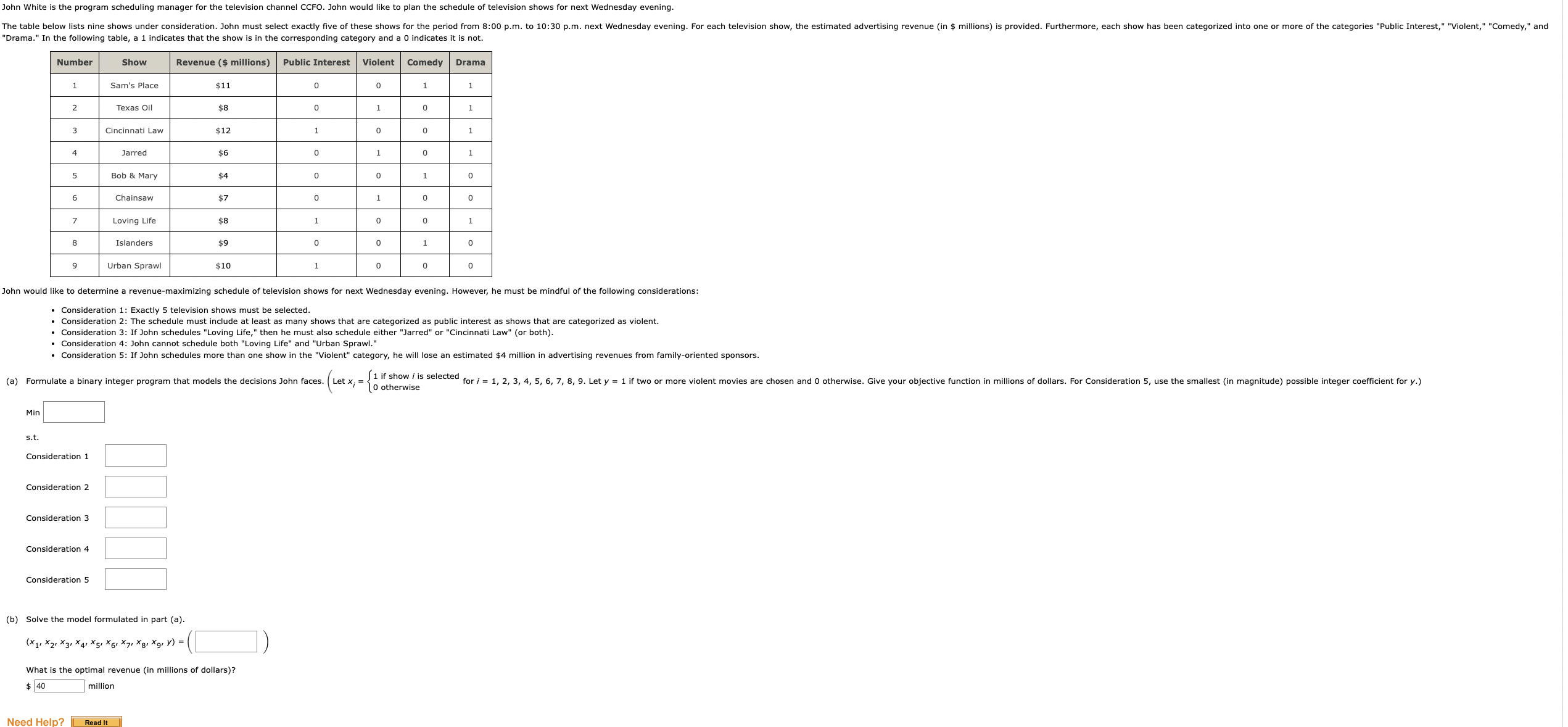 Solved Mins.t.Consideration 1Consideration 2Consideration | Chegg.com