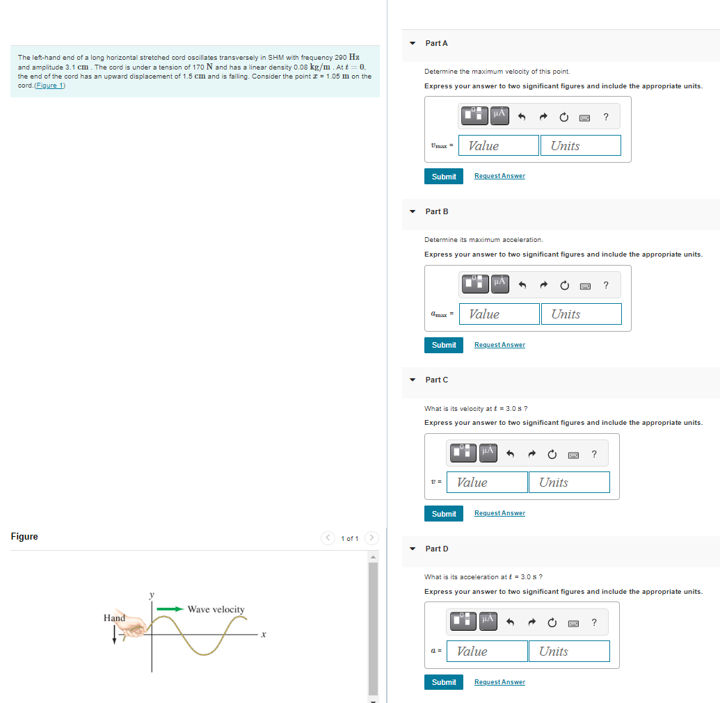 The left-hand end of a long horizontal stretched cord | Chegg.com