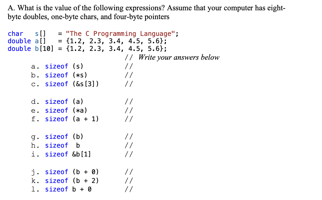 Solved A. What is the value of the following expressions? | Chegg.com