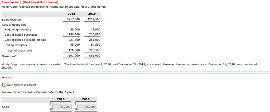Solved Exercise 6-11 (Part Level Submission) Monty Corp. | Chegg.com