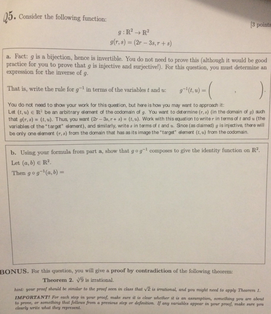 Solved Q5. Consider the following function: 3 points g : R2 | Chegg.com