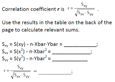 Solved Correlation coefficient r is r=Sxx⋅SyySxy. Use the | Chegg.com