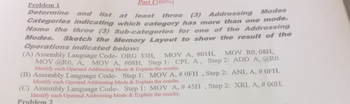 Solved Determine and list at least three (3) Addressing | Chegg.com