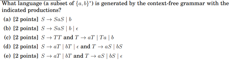 Solved What language (a subset of {a,b}∗ ) is generated by | Chegg.com