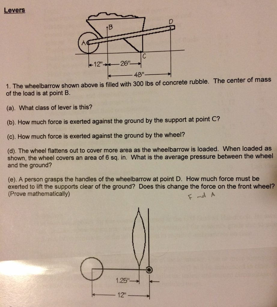 Solved Levers 12"-26" 48" 1. The wheelbarrow shown above is | Chegg.com