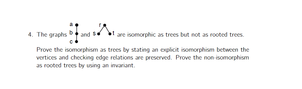 Solved 4. The graphs b} and sot are isomorphic as trees but | Chegg.com
