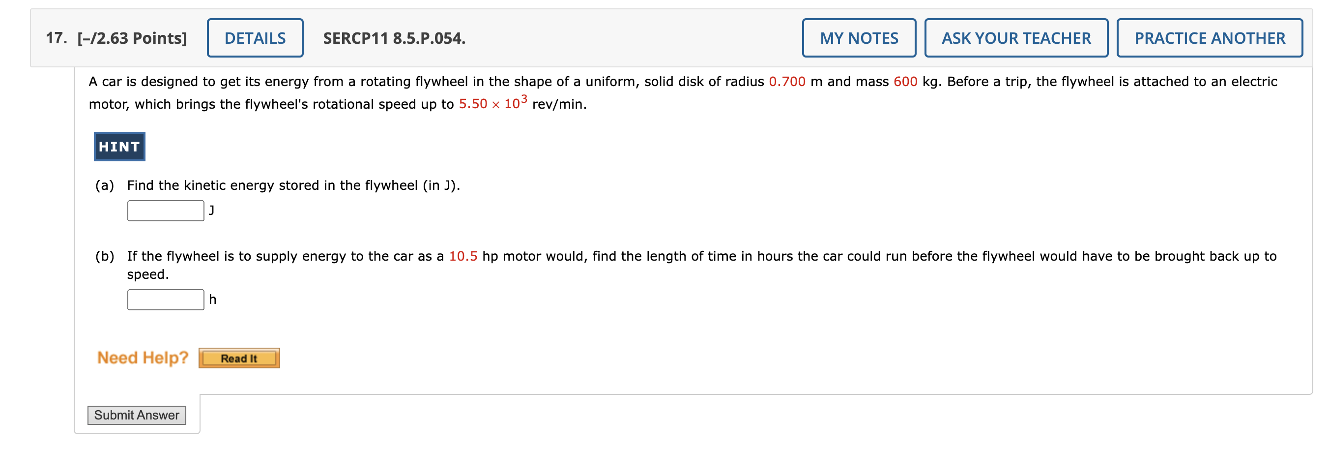 Solved A car is designed to get its energy from a rotating | Chegg.com
