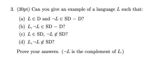 Turing machine question, D stands for decidable, SD | Chegg.com