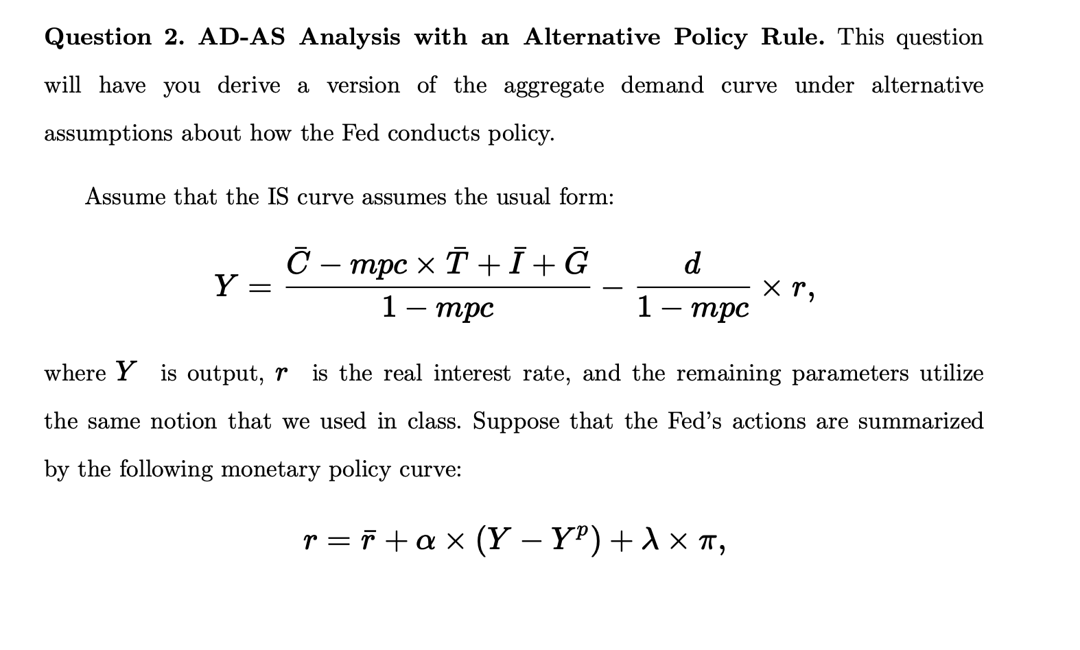 Solved Question 2. AD-AS Analysis with an Alternative Policy | Chegg.com