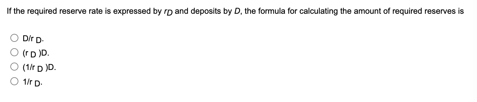 Solved If the required reserve rate is expressed by rp and | Chegg.com