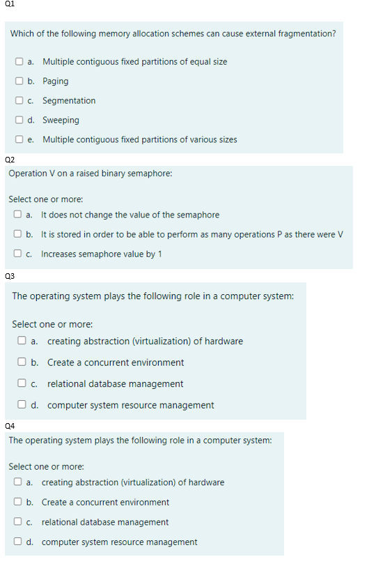 Solved Which of the following memory allocation schemes can | Chegg.com
