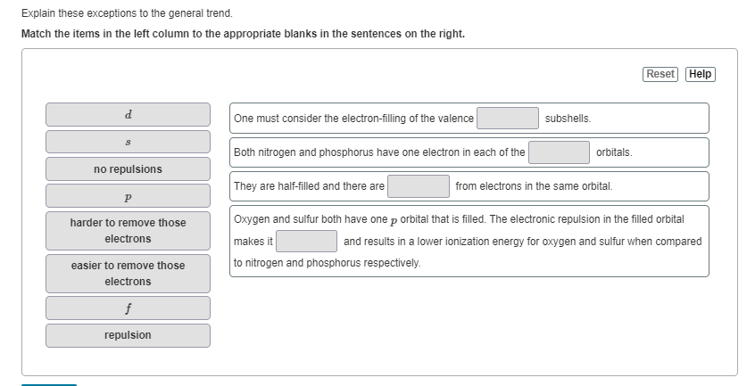 Solved Explain these exceptions to the general trend.Match | Chegg.com