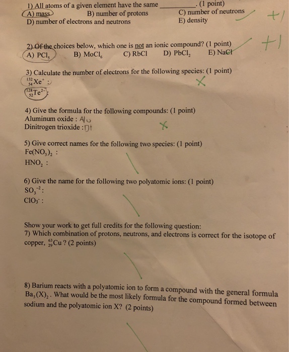 Solved D All atoms of a given element have the same (1 | Chegg.com
