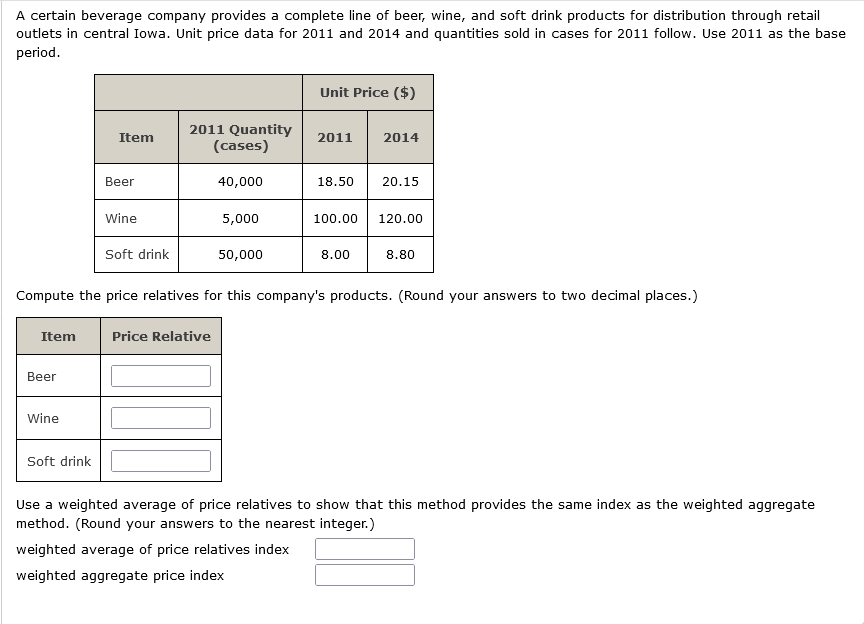 Solved A certain beverage company provides a complete line | Chegg.com