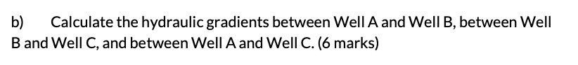 Solved b) Calculate the hydraulic gradients between Well A | Chegg.com