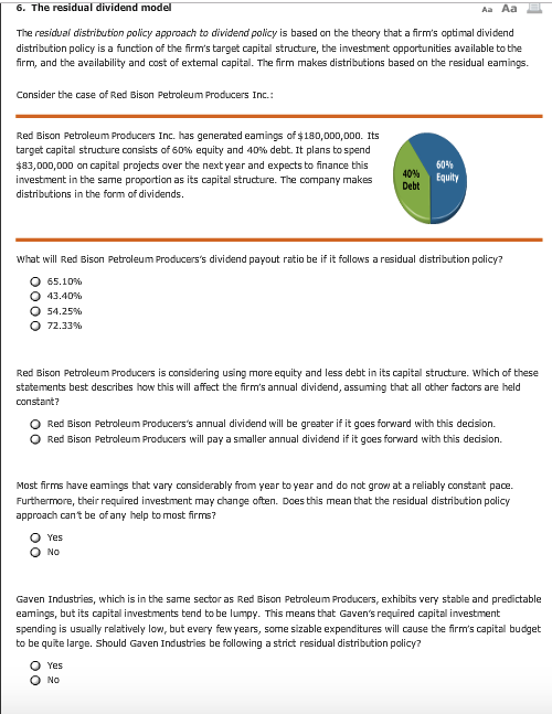 Solved 6. The residual dividend model The residuai | Chegg.com