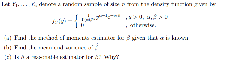 Solved Let Y1,dots,Yn ﻿denote a random sample of size n | Chegg.com