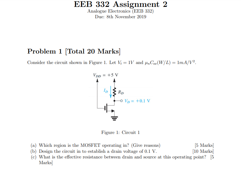 Solved EEB 332 Assignment 2 Analogue Electronics (EEB 332) | Chegg.com