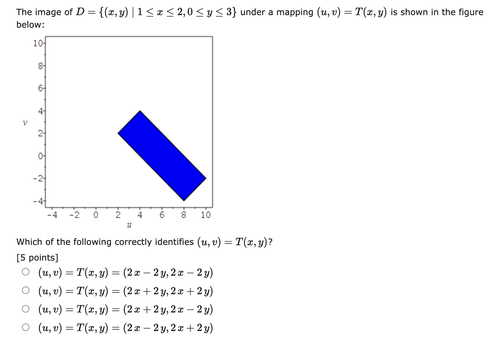 Solved The image of D={(x,y)∣1≤x≤2,0≤y≤3} under a mapping | Chegg.com
