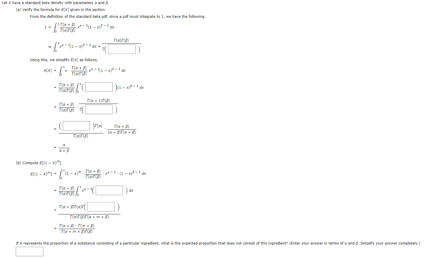 Solved Let X Have A Standard Beta Density With Parameters A 