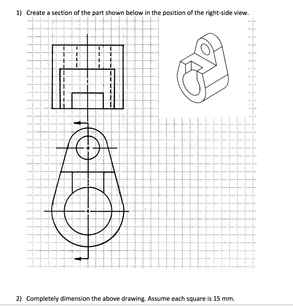 Solved 1) Create a section of the part shown below in the | Chegg.com