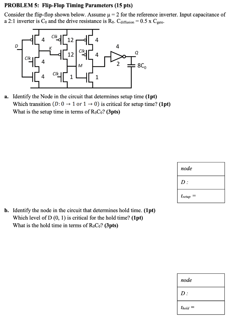 Solved PROBLEM 5: Flip-Flop Timing Parameters (15 pts) | Chegg.com