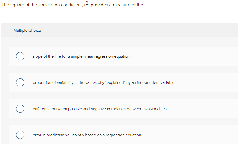 Solved The square of the correlation coefficient, r2, | Chegg.com