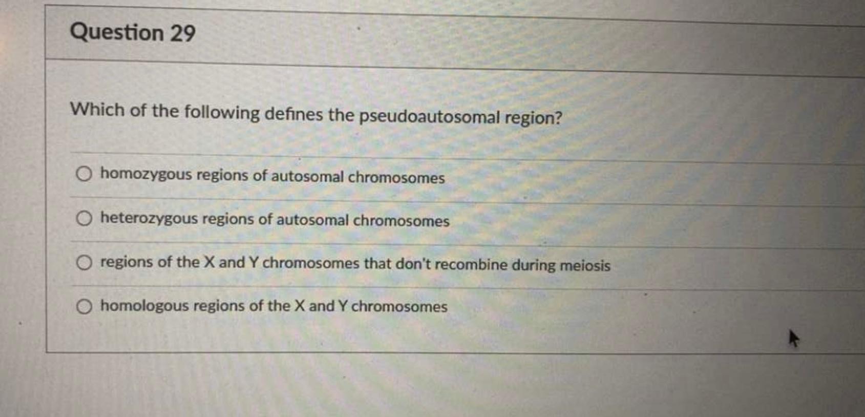 Solved Which Of The Following Defines The Pseudoautosomal